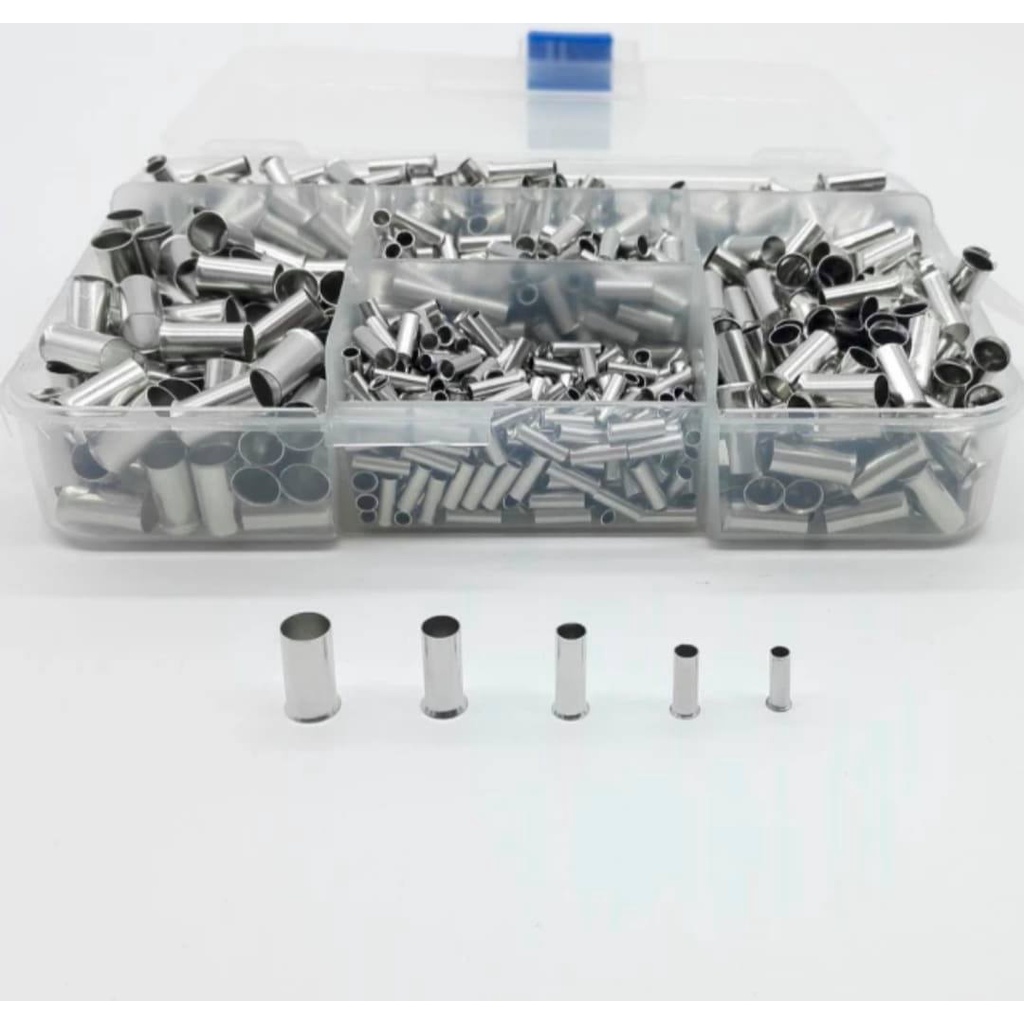 [1250 PCS ]CABLE LINK BOX SET MIXED 5 MODELS BARED BOOTLACE FERRULE KIT ...