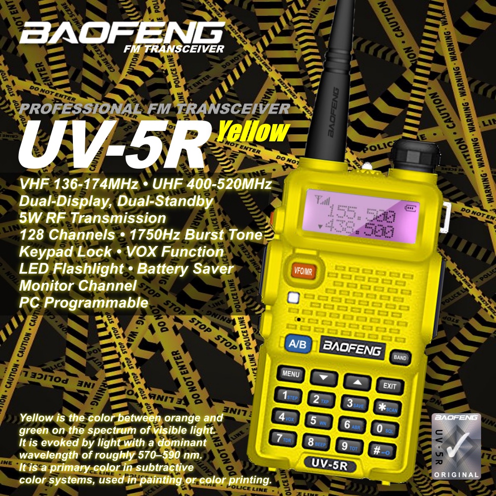 BAOFENG UV5R Walkie Talkie - Yellow (5W) | Shopee Malaysia