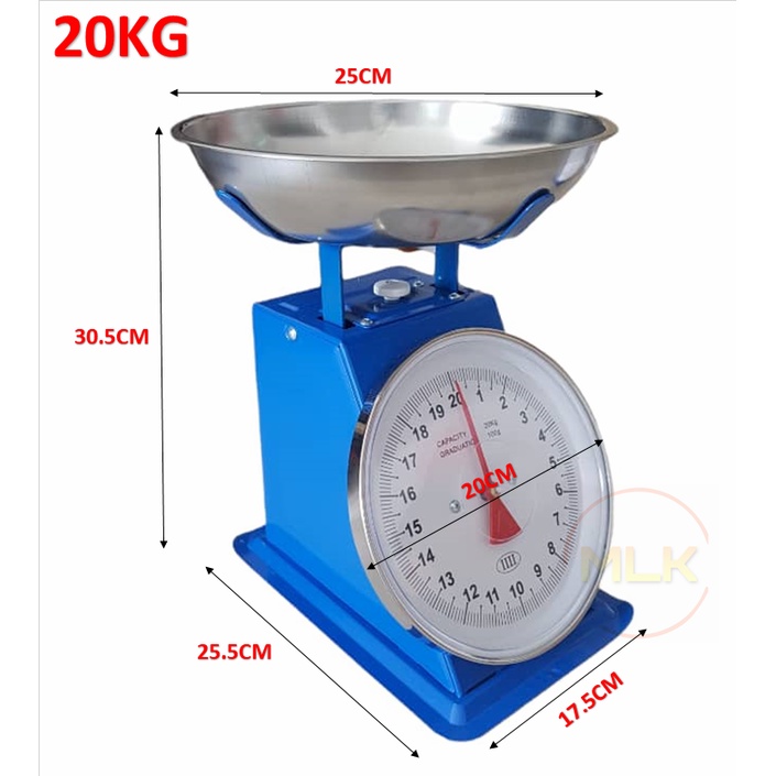 MLK Ready Stock 10Kg/ 20Kg/ 30Kg Measuring Analog Scale Spring Balance With Bowl/ Timbang ...