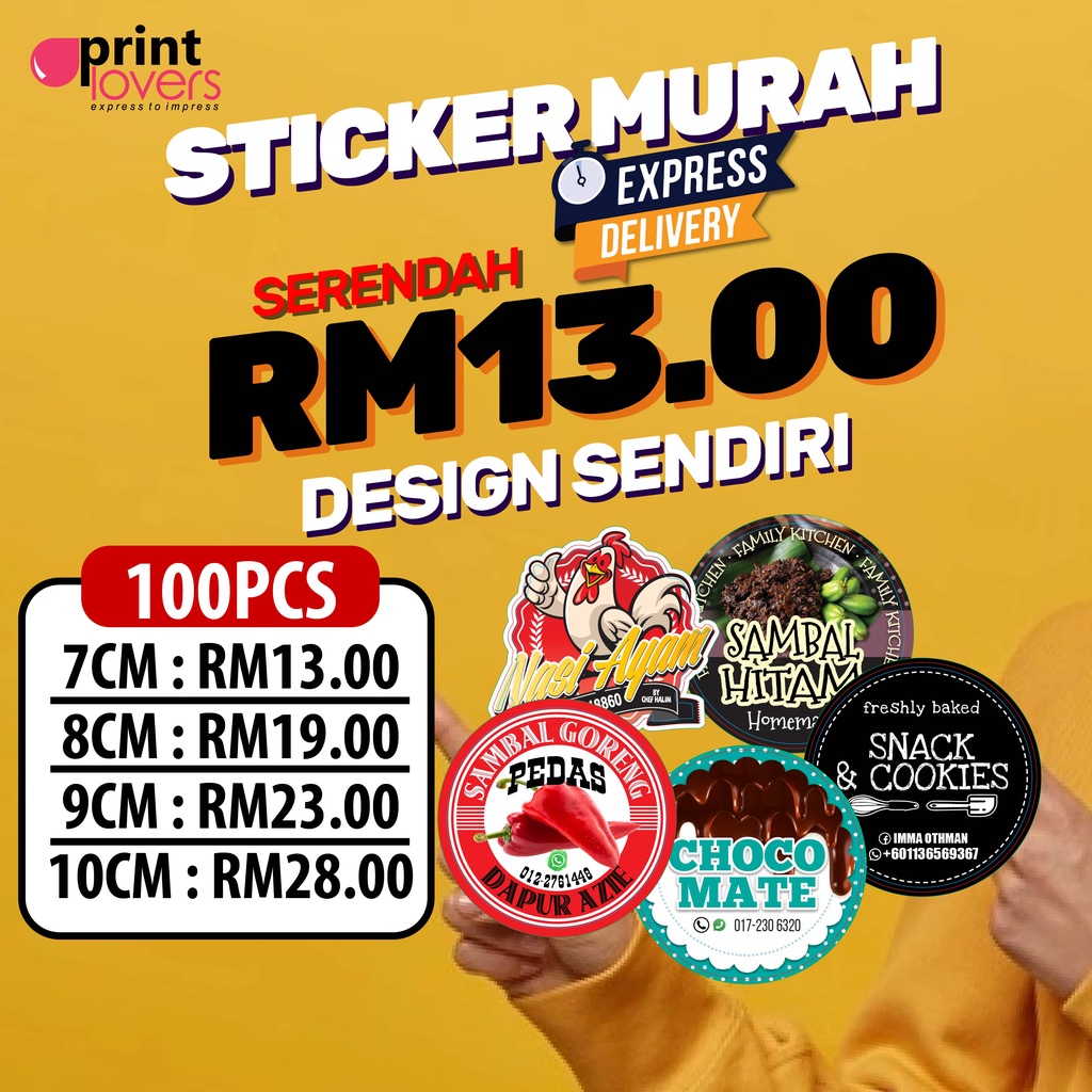 STICKER LABEL PRODUK 100PCS MURAH HARGA KILANG PELBAGAI BENTUK SIAP ...