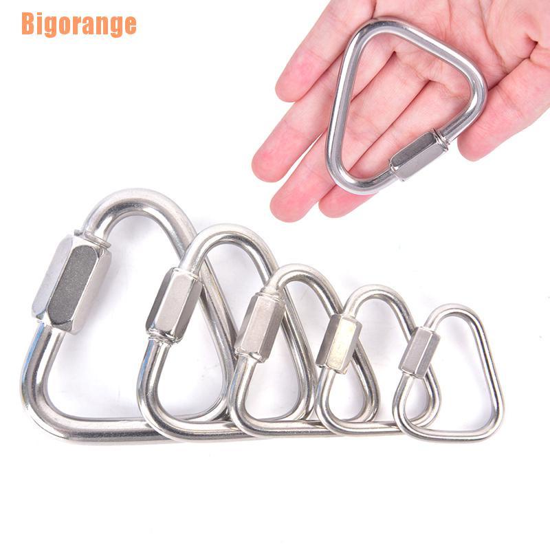Big orange# Triangle Carabiner Stainless Steel Keychain Snap Clip Hook ...