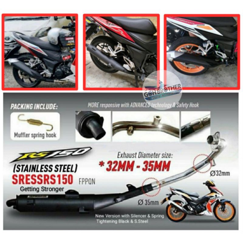 Lc135(v5)v5-v6/Rs150 APIDO / KingDrag / MVRI STD Racing Exhaust 28/32mm ...
