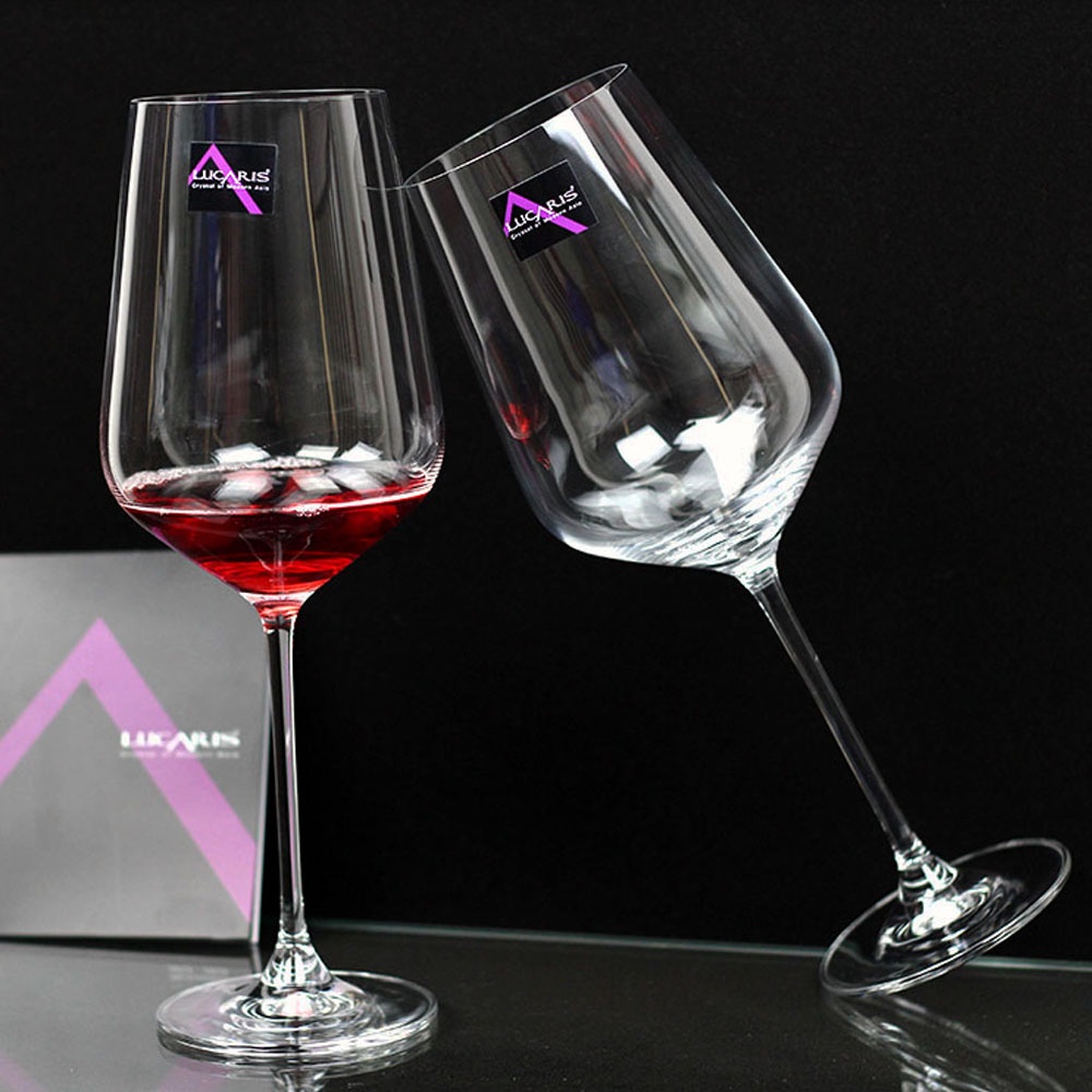 (Set of 6) Lucaris Hong Kong Hip High Quality Bordeaux Lead Free Crystal Clear White Red Wine ...