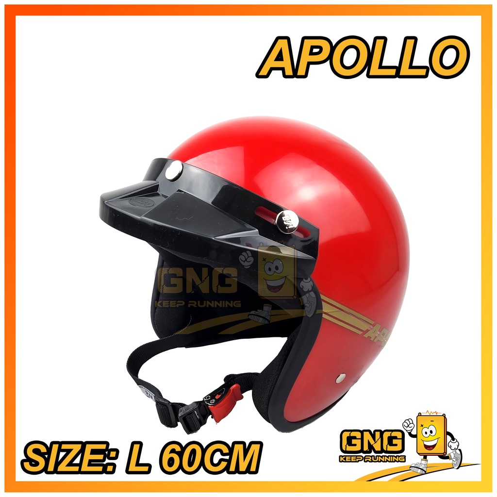 Helmet apollo 100% original cap/visor 3pin type RED | Shopee Malaysia