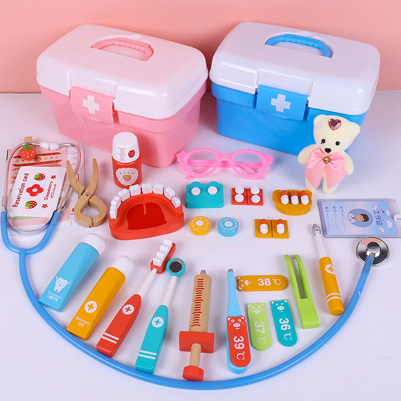 28pcs set Wooden Doctor Toy Set Wooden Medical Tools Set Doctor Costume ...