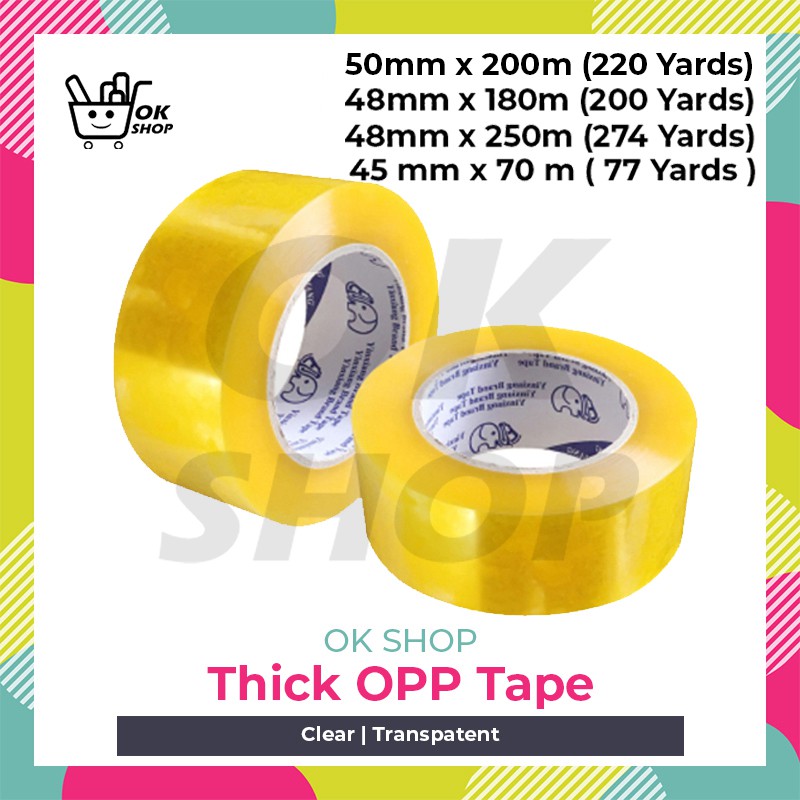 Thick OPP Tape 50mm x 200m/ 48mm x 250m/ 48mm x 180m / 45mm x 70m OPP Tape Clear Transparent ...