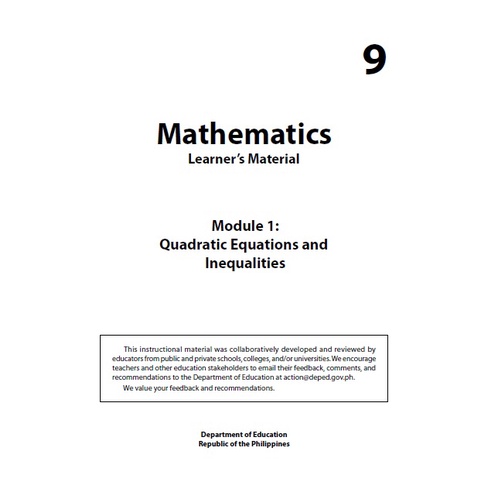 Grade 9 Math Kto12 Module Learners Manual Module Piso Print K12 | Shopee Malaysia
