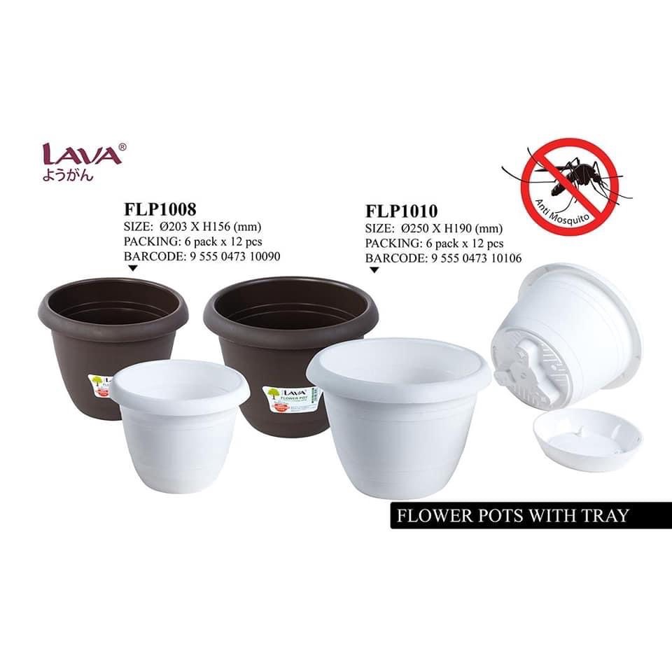 Lava FLP1008 FLP1010 White Brown Colour Round Flower Pot With ...