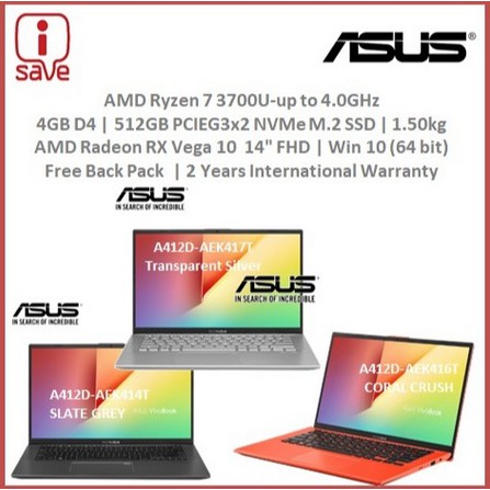 ASUS Laptop Vivobook A412D-AEK414T 14 FHD Slate Grey | A412D-AEK417T ...
