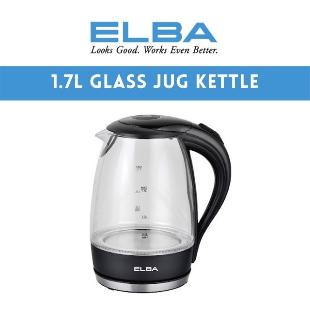 [NEW STOCK] Elba Glass Jug Kettle 1.7L | Jug Kaca [EJK-F1723G(BK ...