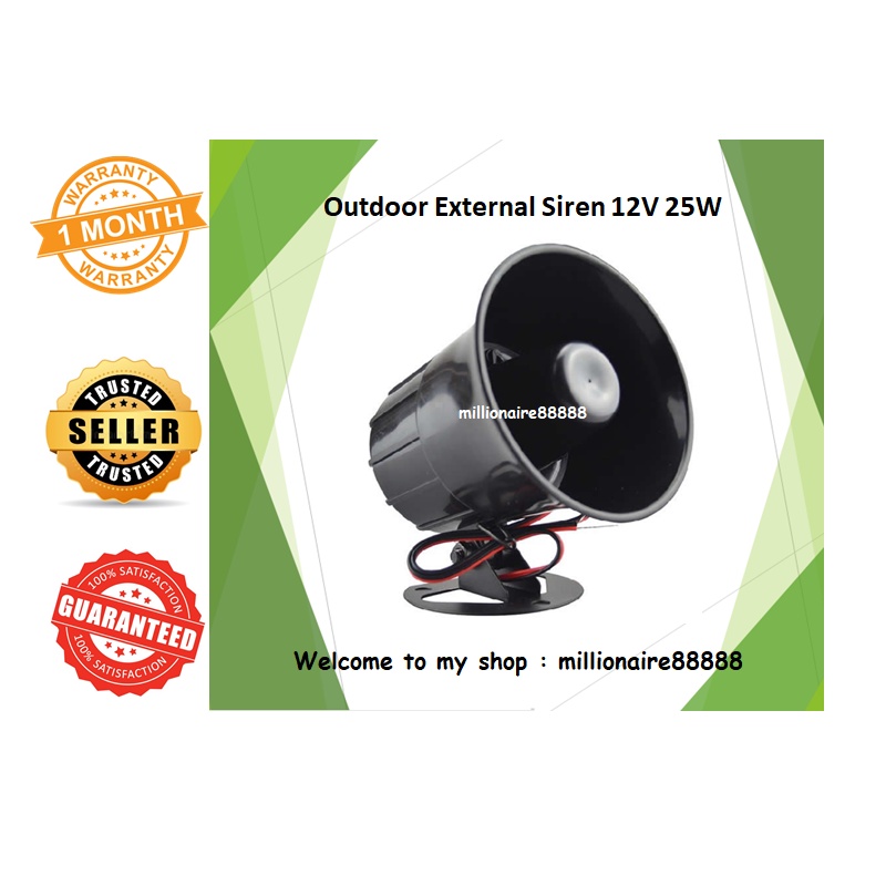 Outdoor External Siren Horn DC 12V 30W for Burglar Alarm (Black ...