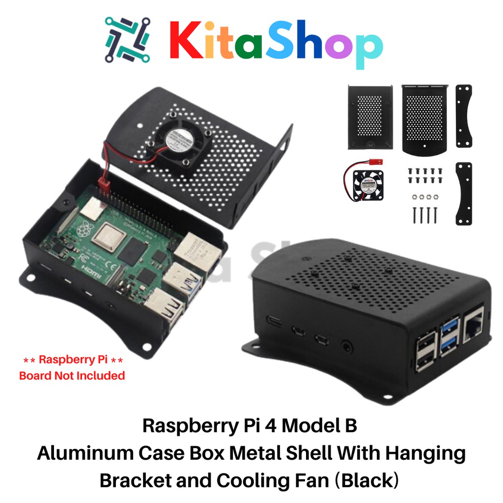 Raspberry Pi 4 Model B Aluminium Case Box Metal Shell With Hanging ...