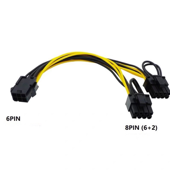 Pcie 6Pin To Dual 8 (6+2)Pin Power Cable Graphic Card Cable 6 Pin Cable ...