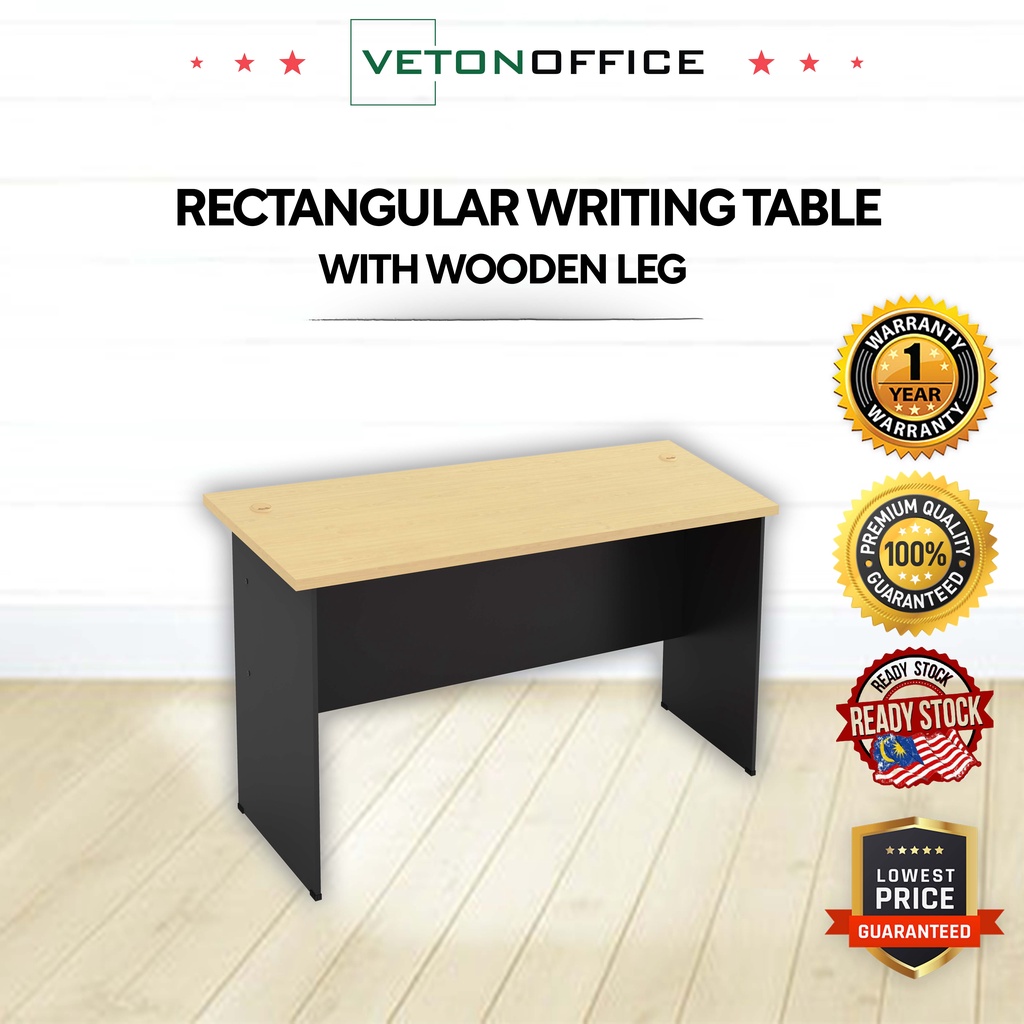 Veton Office l 4FT Rectangular Writing Table with Wooden Panel Leg ...