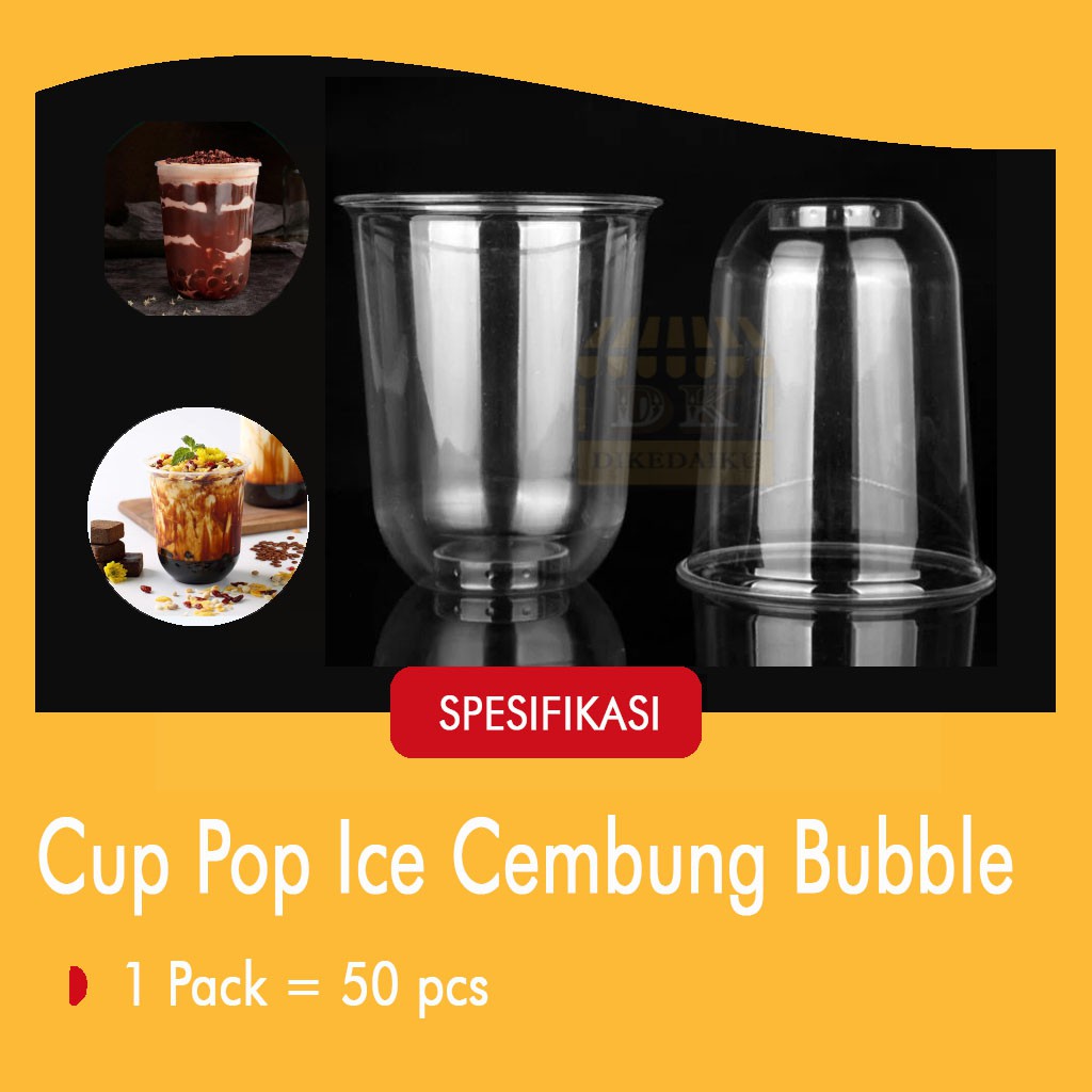 Pop ice BUBBLE BOBA ROUND CUP clear plain / Plastic ice fruit GLASSES ...
