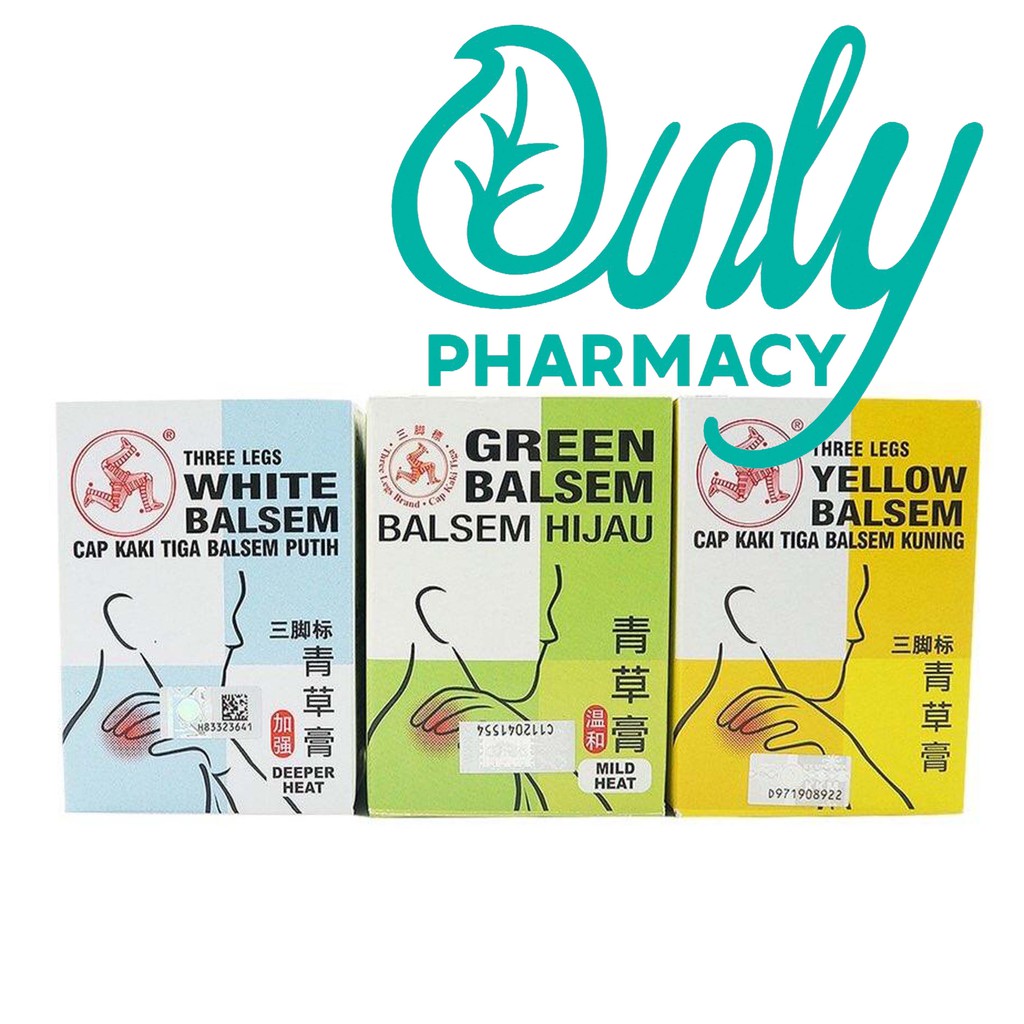 Three Legs Yellow/ White/ Green Balsem 20g or 36g (Cap Tiga Kaki Balsem ...