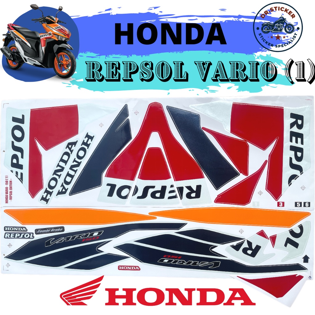 REPSOLVARIO150 Stripe Stiker Sticker HONDA VARIO 150 REPSOL VARIO150 (1 ...