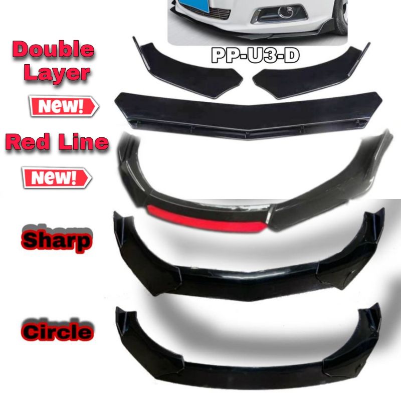 Car Front Bumper Diffuser Body Kit Universal full set bodykit Lip Chin ...