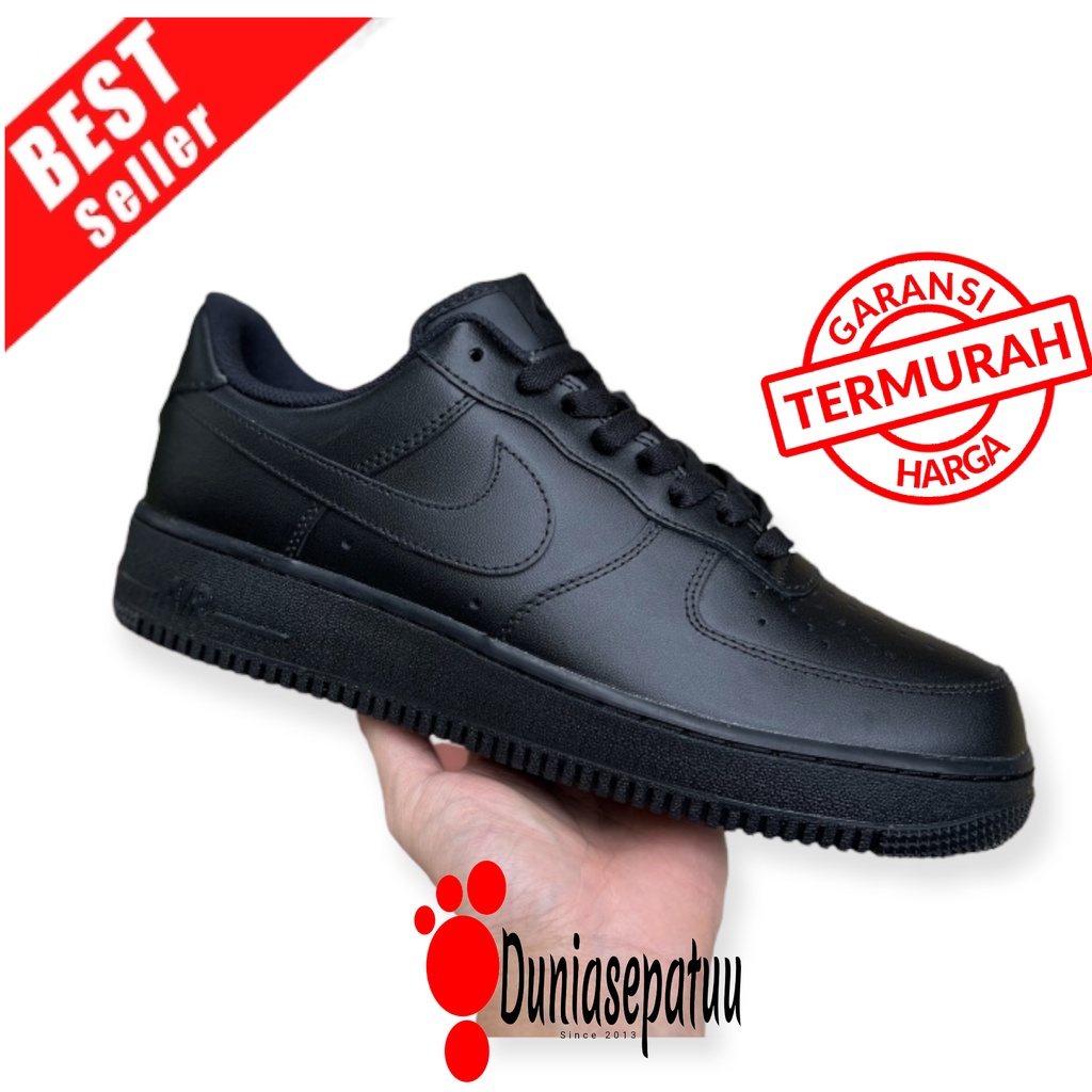 HITAM PRIA Worldiasepatuu Nike Air Force 1 One Full Black Black Premium ...