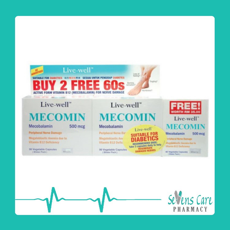 LIVEWELL MECOMIN 500MCG 90X2+60S (Vitamin B12 Supplement) | Shopee Malaysia