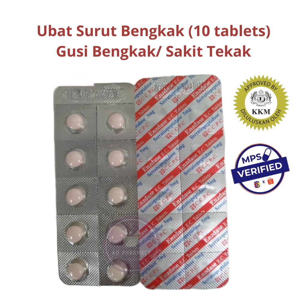 Enzdase Serratiopeptidase 10 tabs/ Ubat Bengkak Gusi/ Sakit Gigi/ Sakit ...
