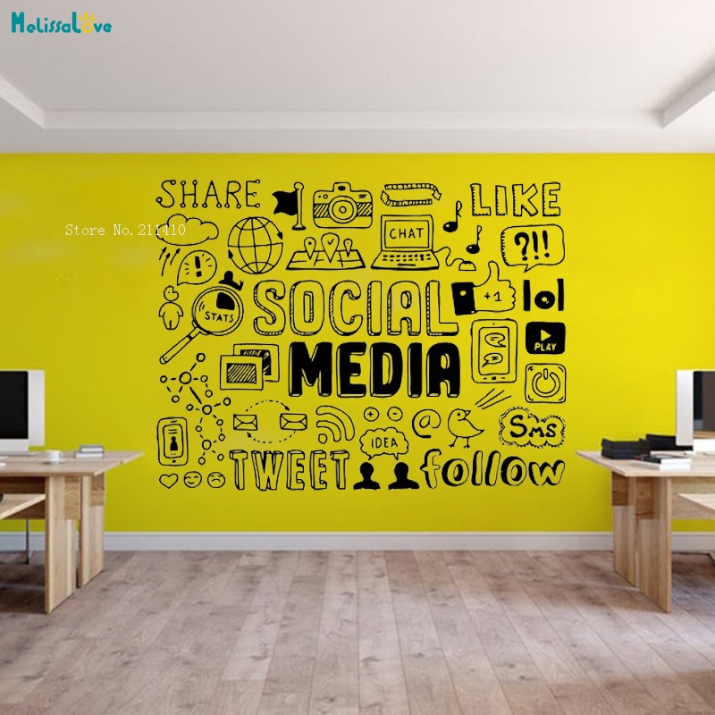 Social Media Office Wall Sticker Business Worker Decoration Exquisite ...