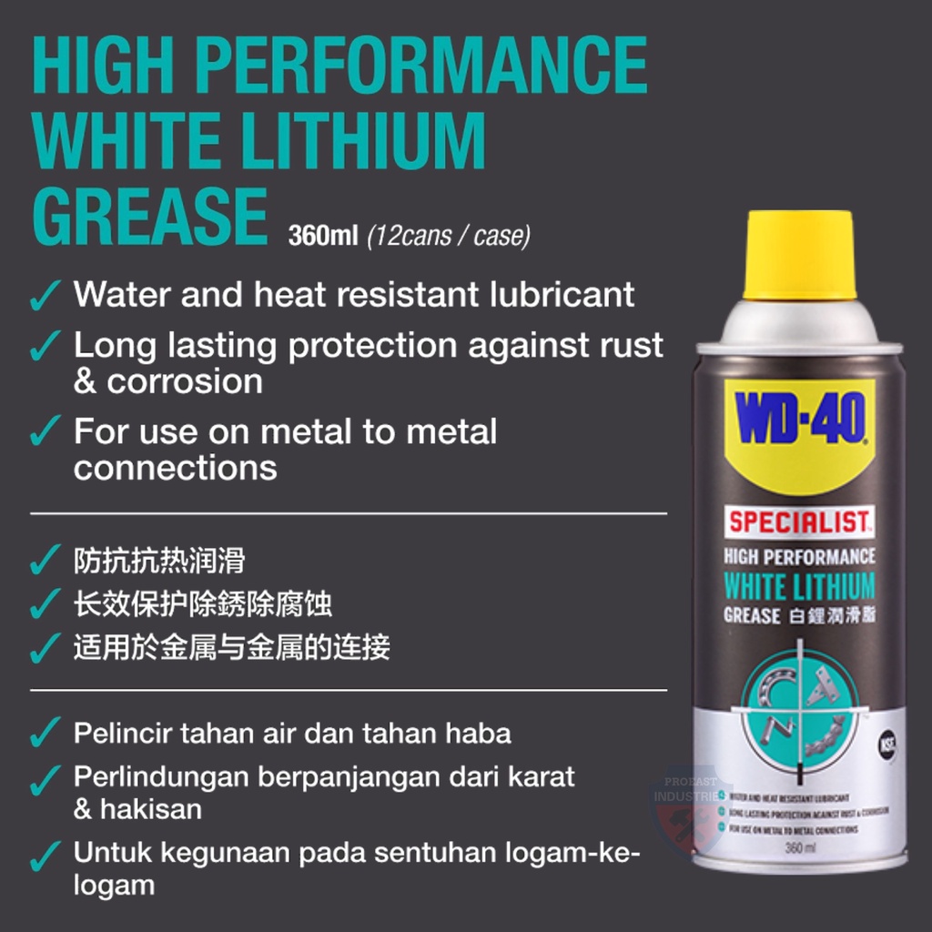 WD40 High Performance White Lithium Grease Spray 360ml | Shopee Malaysia