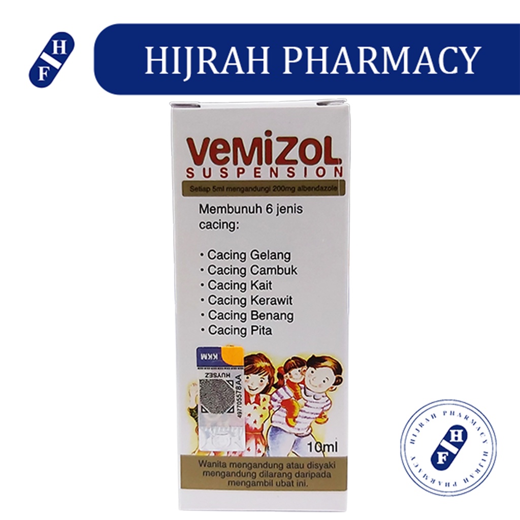 Vemizol Suspension 10 ml ubat cacing syrup Dewasa dan kanak-kanak ...