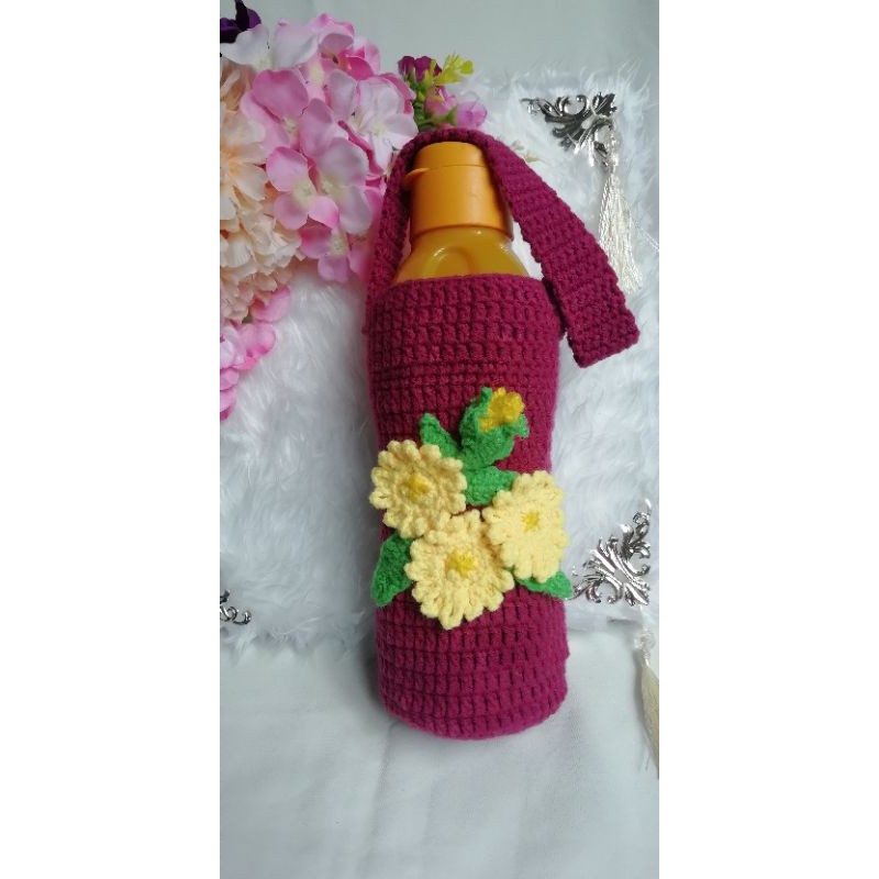 Sarung Botol Kait Handmade/Water Bottle Holder Crochet (1 liter ...