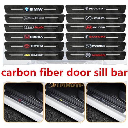 4pcs/set Car Door Threshold Side Step Sticker Anti-Stop Carbon Fiber ...