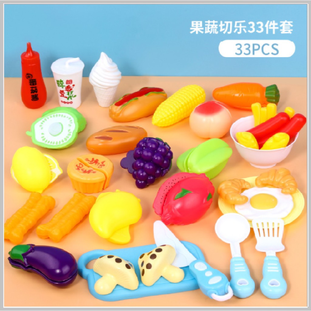 Fruit Cutting Vegetable Cutting Toys Pretend Play Set Cooking Slicing ...