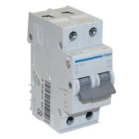 HAGER MY206E 6A 2P 4.5KA MCB | Shopee Malaysia