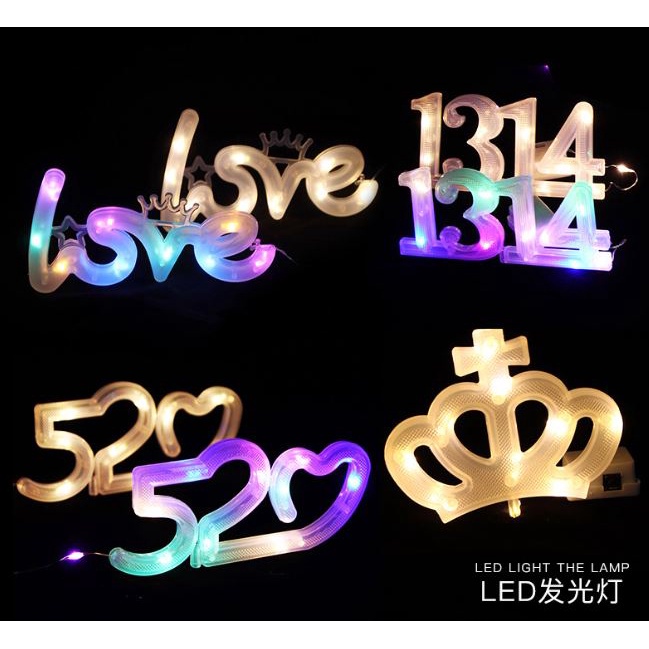 LOVE/1314/520 Number Letter Lights Luminous USB Powered Romantic DIY Room Decoration Wall ...