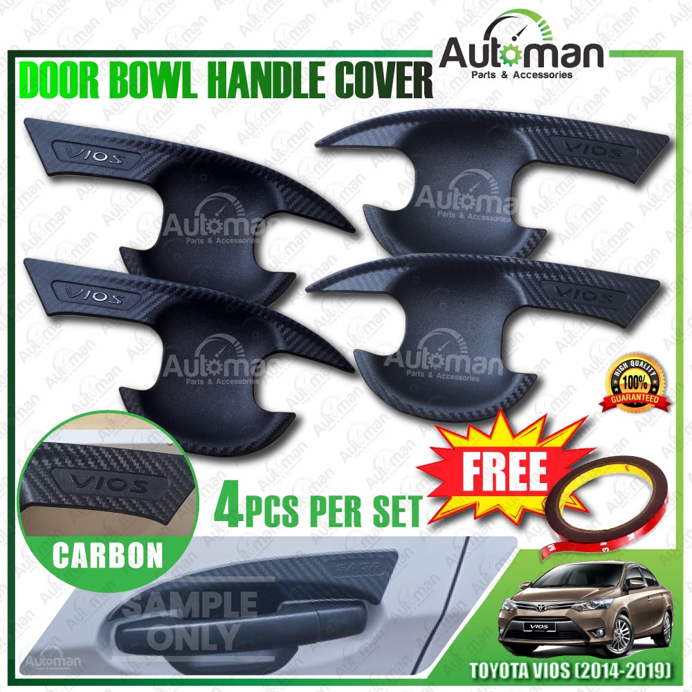 Toyota Vios 2014 - 2019 Carbon Door Handle Inner Bowl Inserts Cover ...