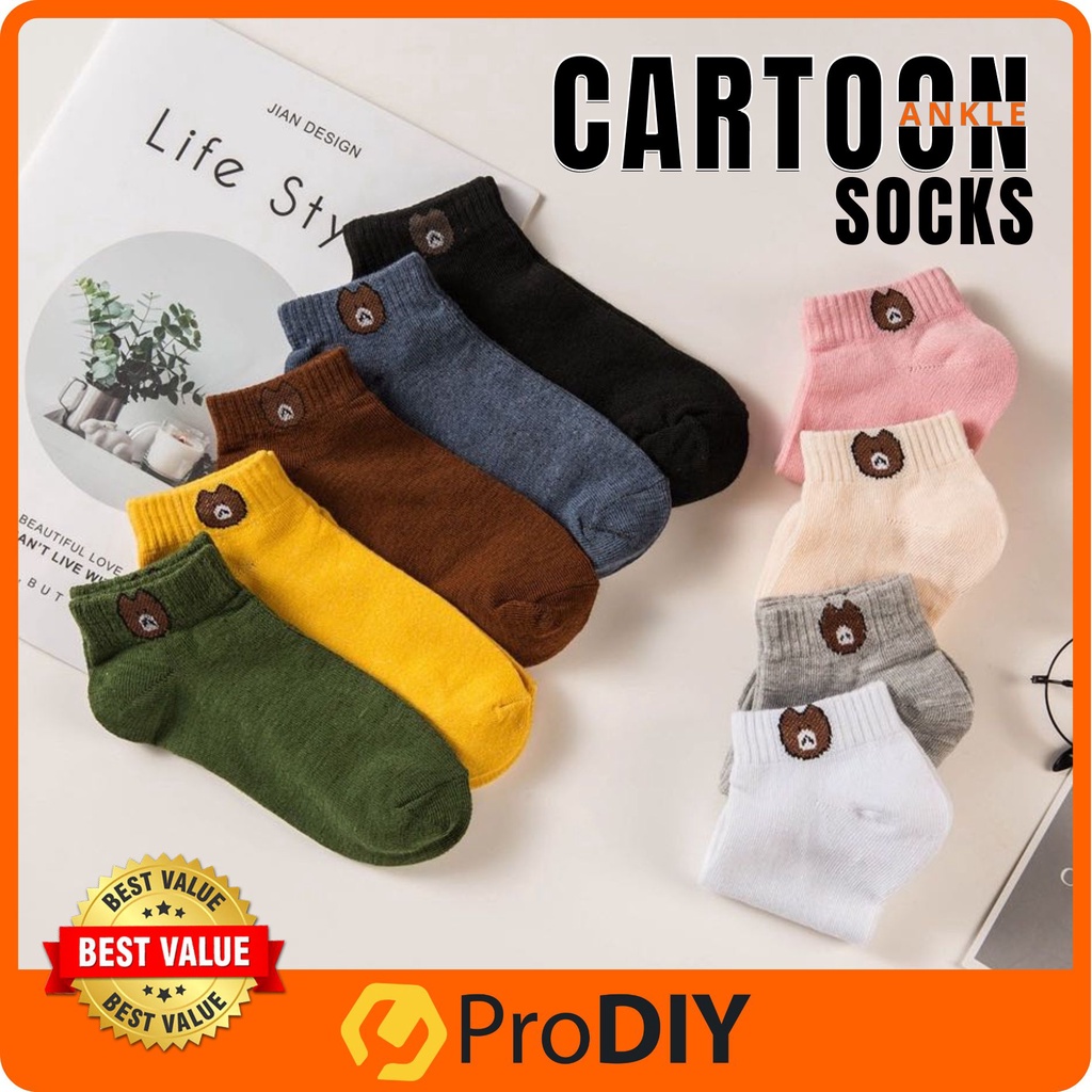 Bear Cute Socks Women Stokin Pendek Stokin Wanita Ankle Socks Men Women ...