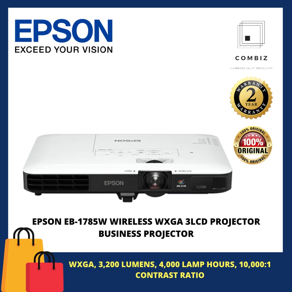 EPSON EB-1785W WIRELESS WXGA 3LCD PROJECTOR BUSINESS PROJECTOR | Shopee ...