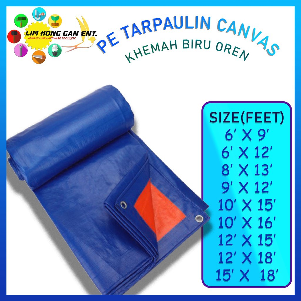 PE TAPAULIN CANVAS | KHEMAH BIRU OREN | Shopee Malaysia