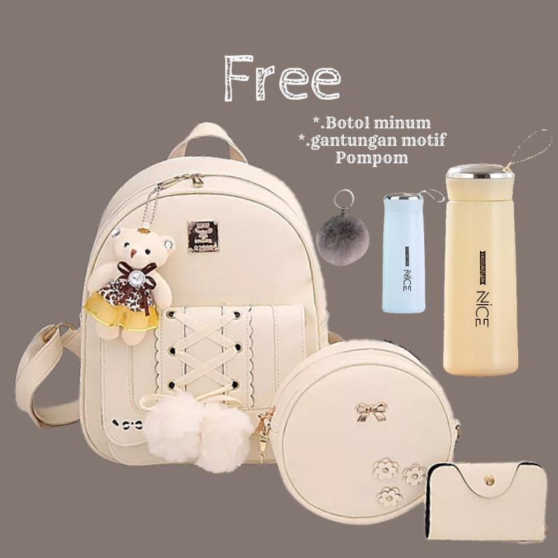Bacpack Pompom Backpack Korean Women's Fashion Junior High School ...