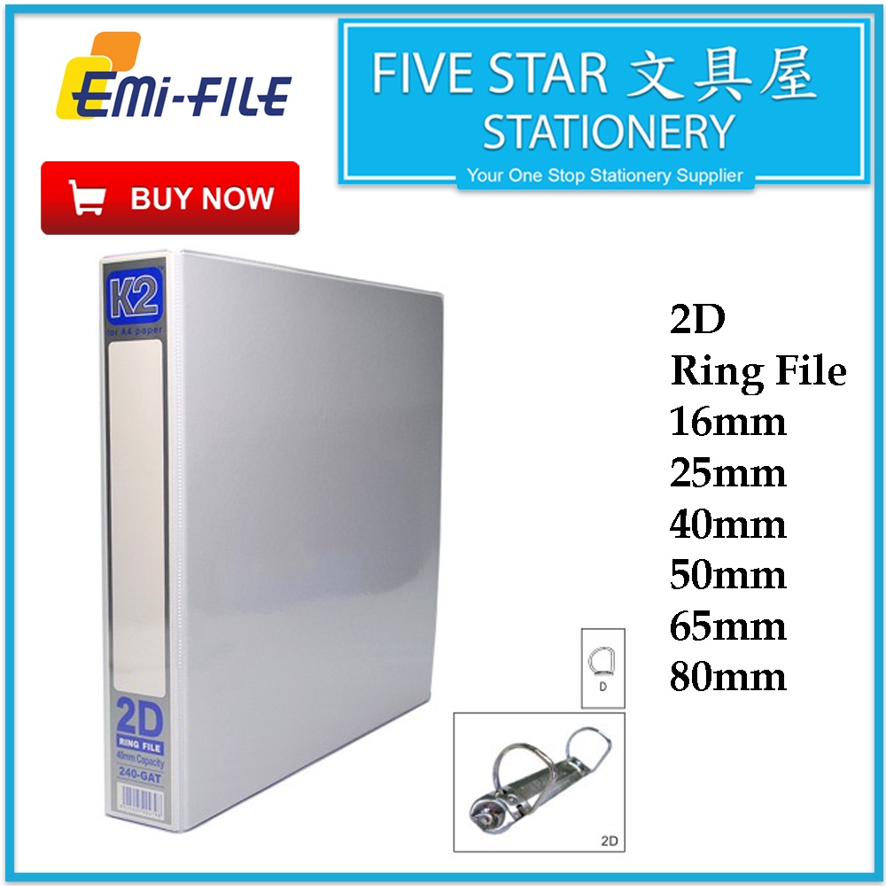 K2 40MM 2D Ring File White File filing office school home use | Shopee ...