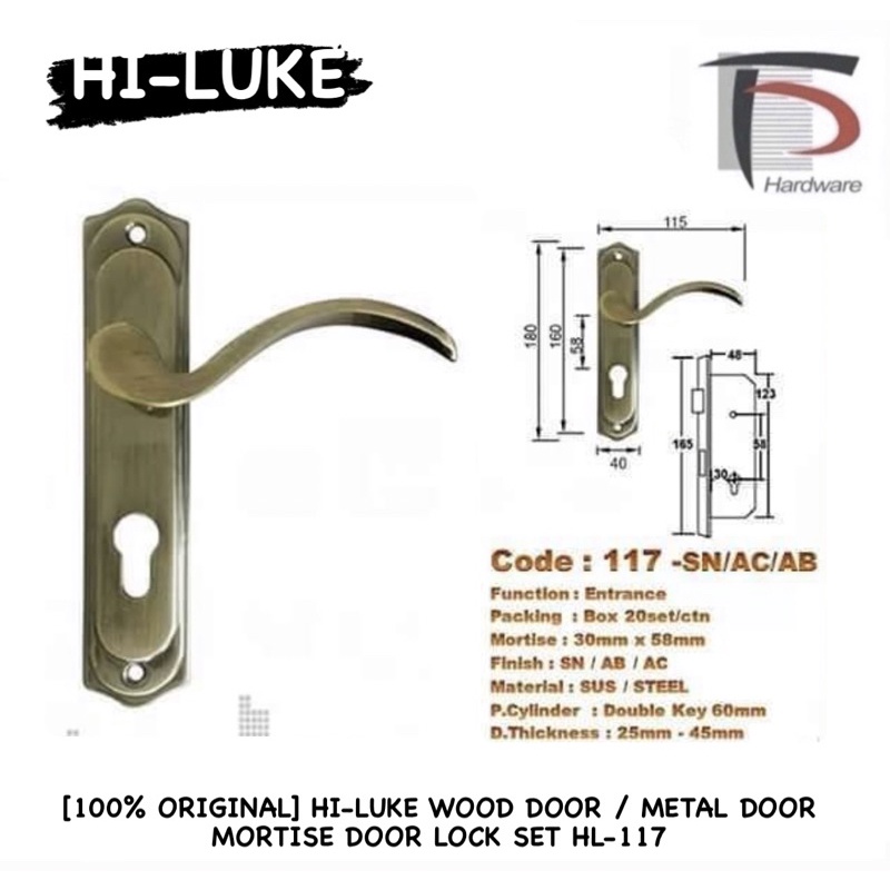 [100% ORIGINAL] HI-LUKE WOOD DOOR / METAL DOOR MORTISE DOOR LOCK SET ...