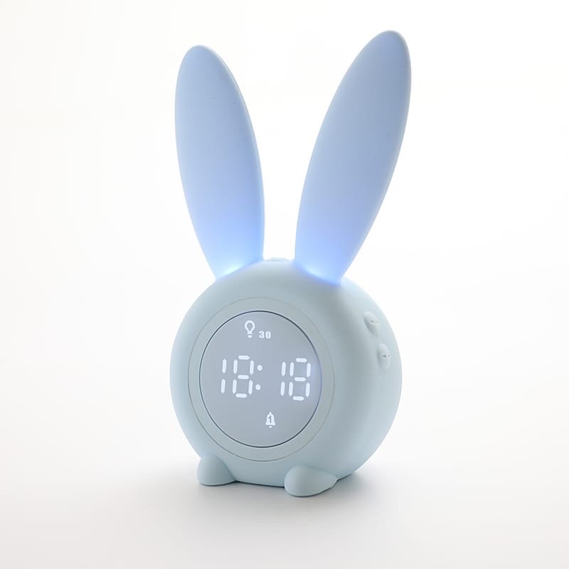 💡Rechargeable Cute Rabbit Alarm Clock Night Light Magnetic Digital ...