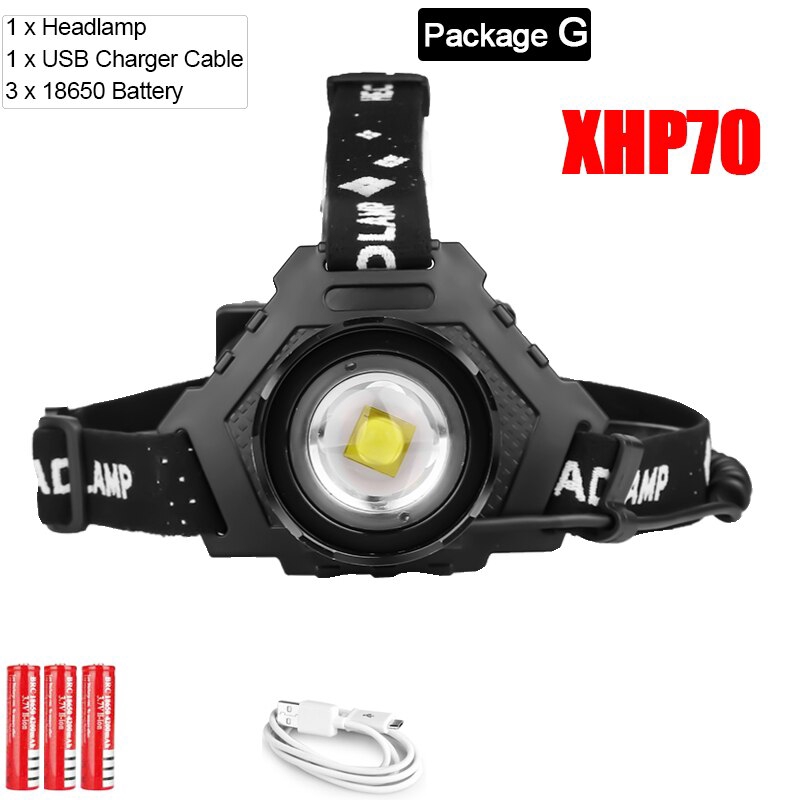 XHP70.2 USB Rechargeable Led Headlamp XHP70 Super Bright Headlight ...