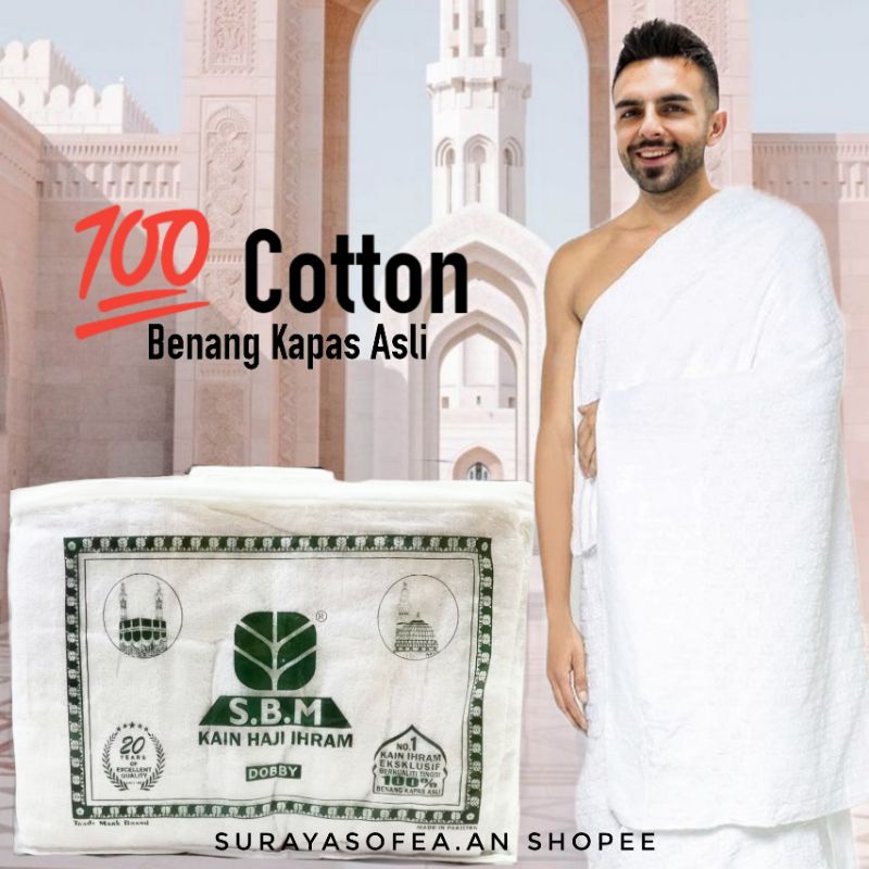 💯 Cotton Satu Set Kain Ihram Dewasa S.B.M / Kain Ehram Haji Umrah ...