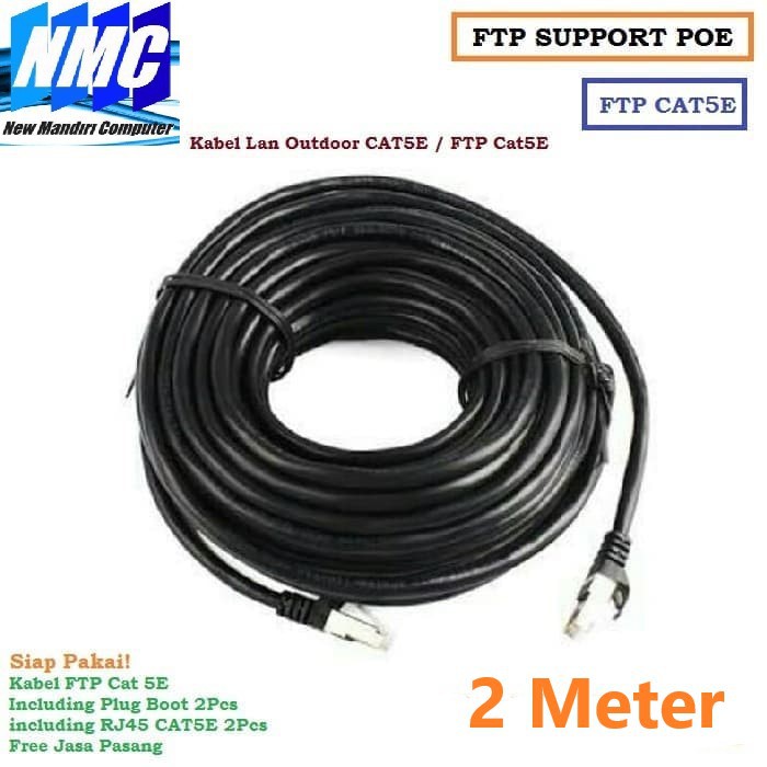 2 METER FTP LAN CABLE OUTDOOR FTP CAT5E 5 CAT 5E FTP 2 METER | Shopee ...