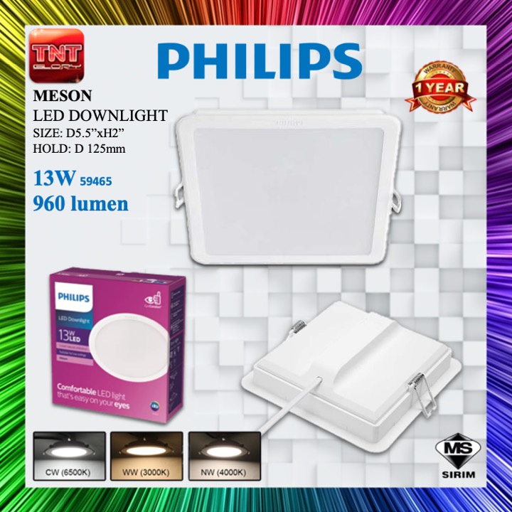 PHILIPS MESON 59466 ROUND - 59467 SQUARE LED DOWNLIGHT 5" 13W 6" 17W ...