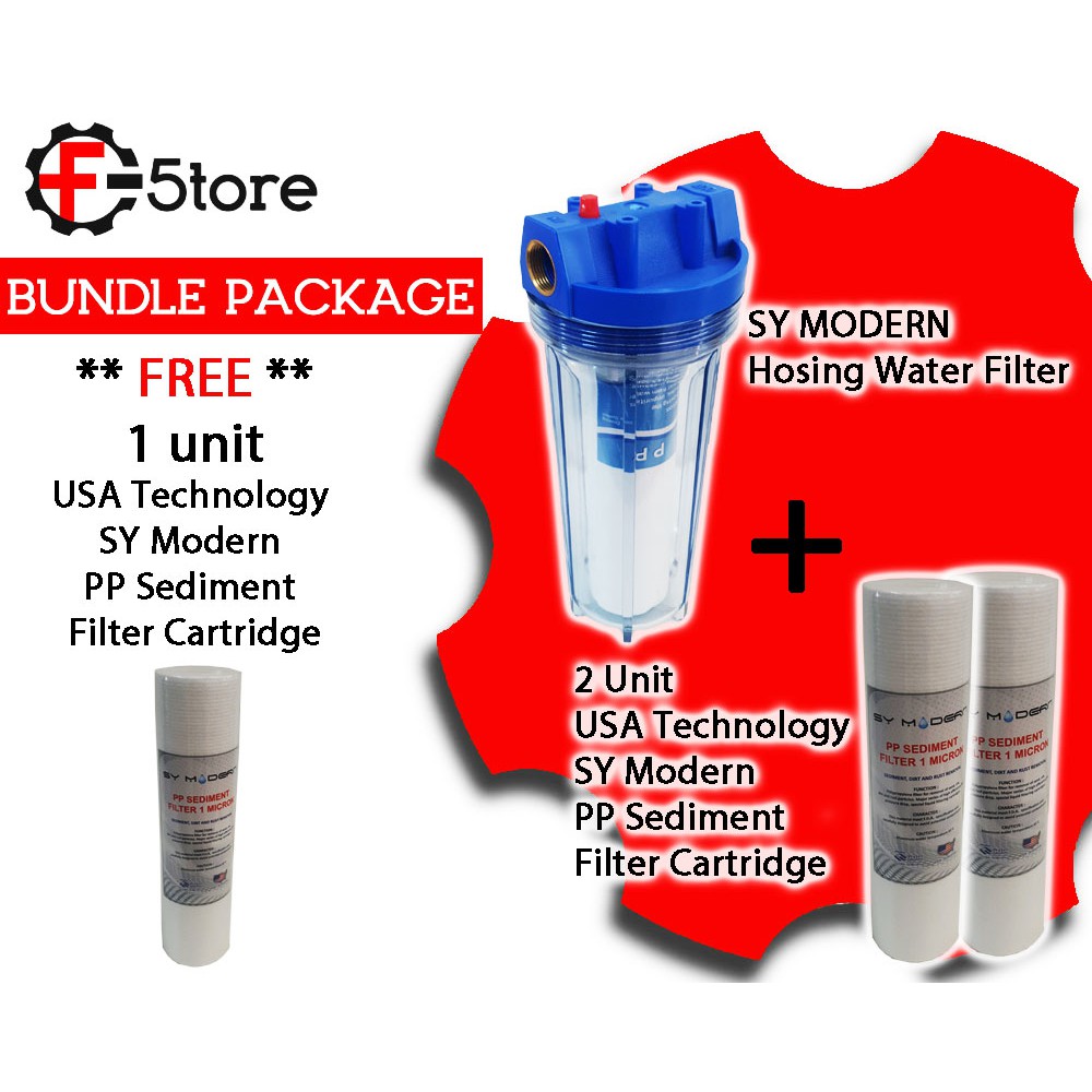 [Bundle] SY Modern Housing Water Filter + 2 Pcs PP Sediment Filter ...