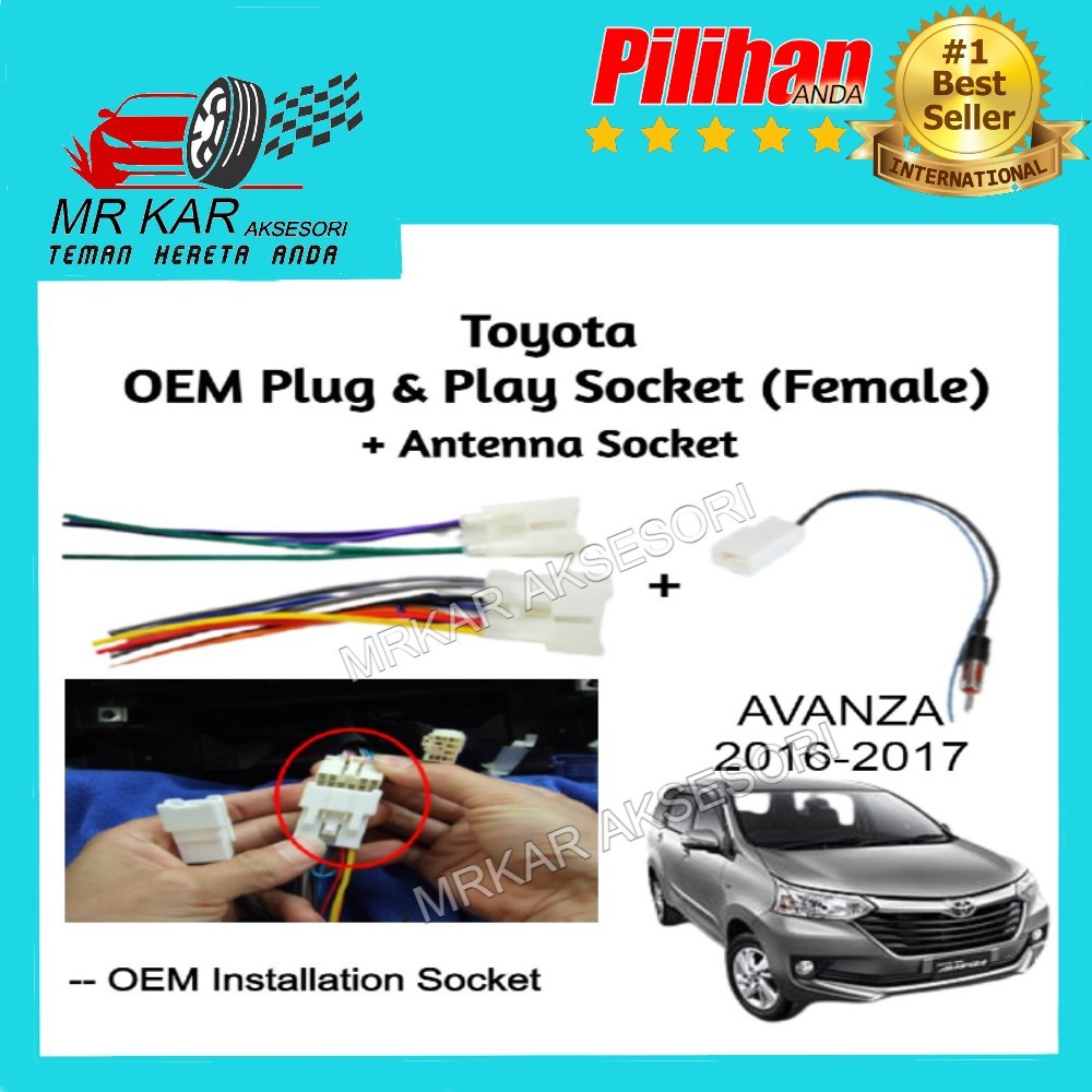 Toyota Avanza 2016-2017 Plug and Play Socket Cable Player + OEM Antenna ...