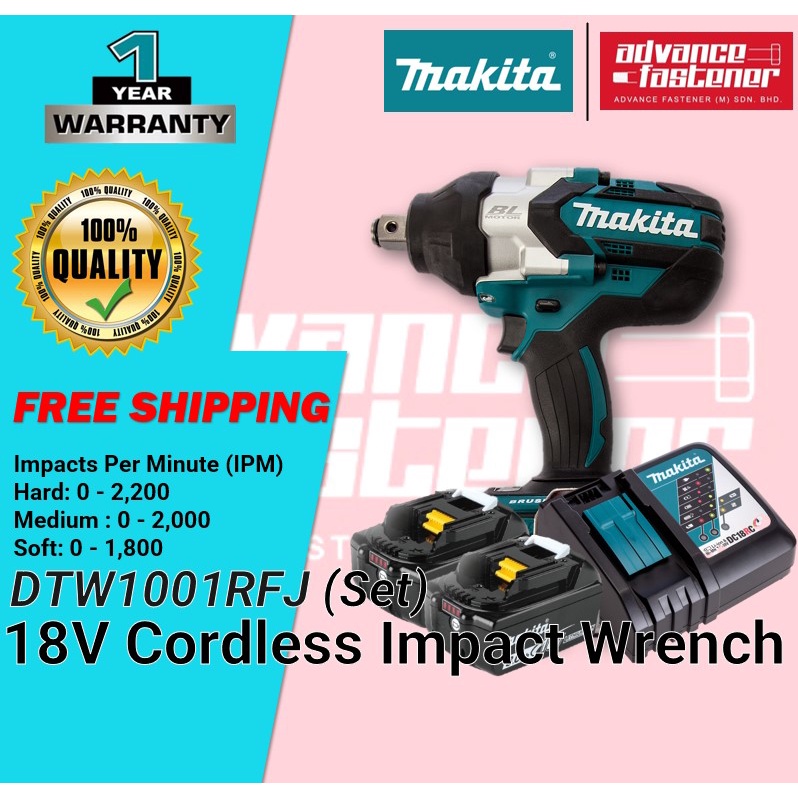MAKITA DTW1001Z / DTW1001RFJ 18V Cordless Impact Wrench 19MM (3/4 ...
