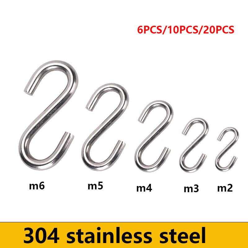 6PCS/10PCS/20PCS304 stainless steel suspension hook S type hook heavy ...
