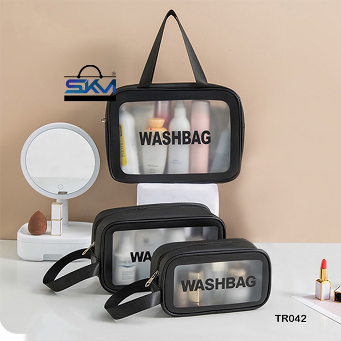 SKM (S/M/L) Large-Capacity Toiletry Transparent Waterproof Cosmetic Travel Storage Beg Mekap ...